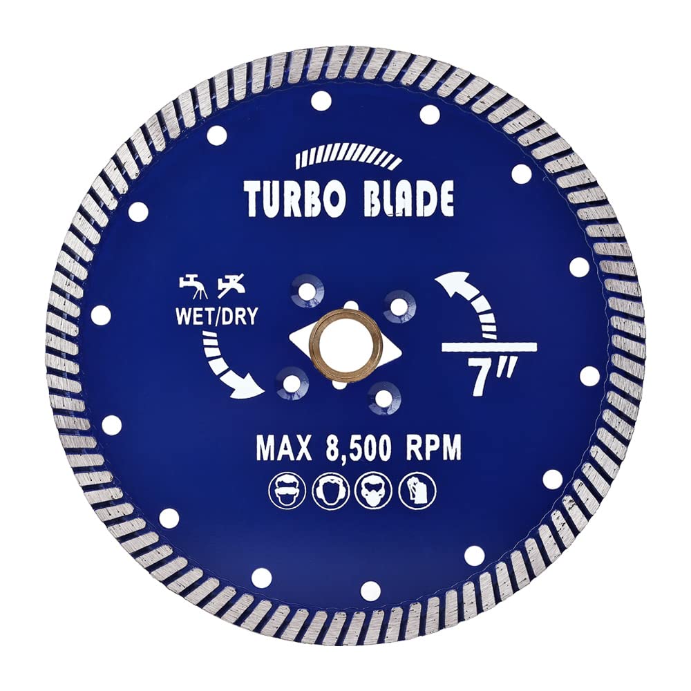 7" Diamond Turbo Blade Granite Diamond Blade for Granite Marble Porcelain Tile Wet/Dry Cutting