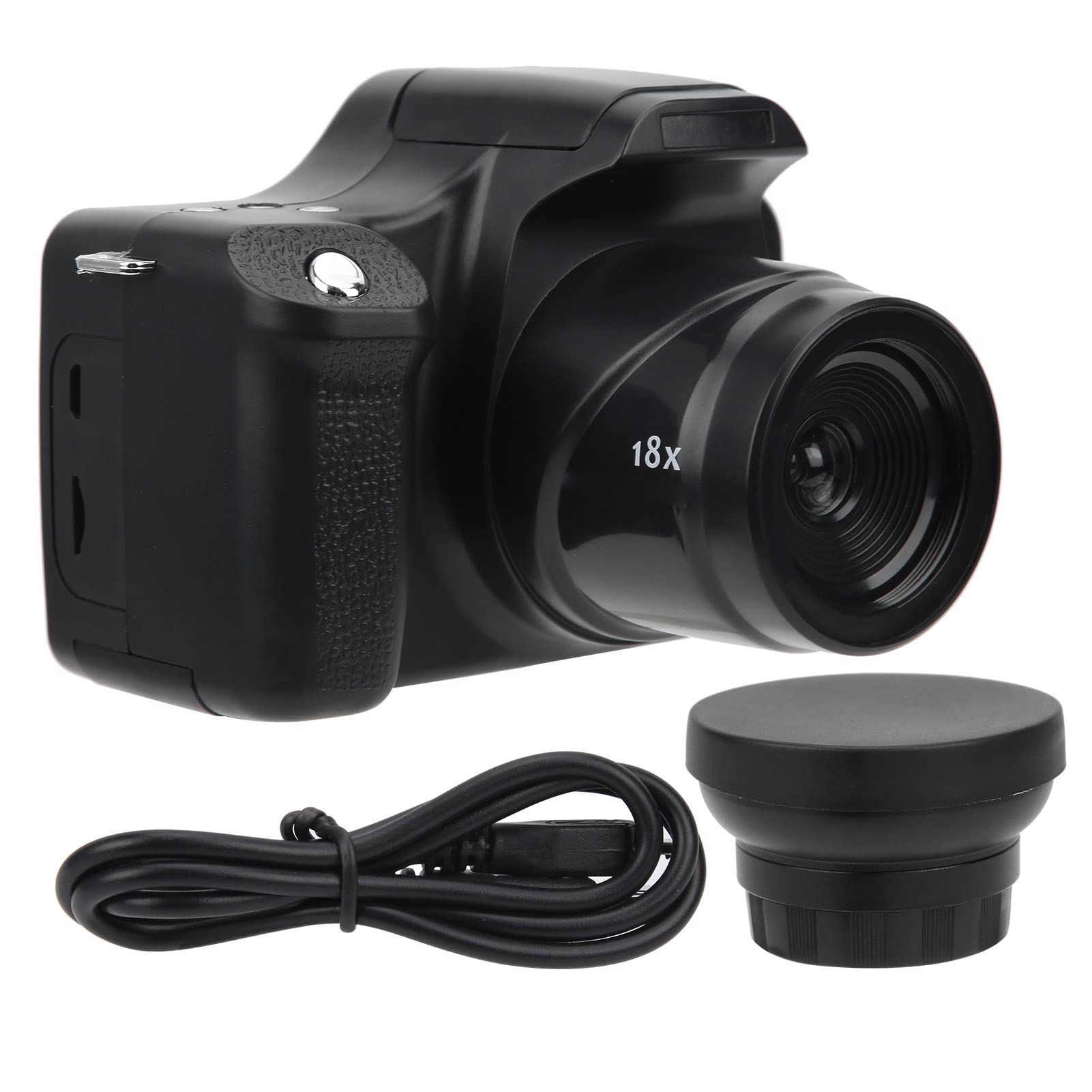 3.0 in TFTLCD 32G PortableDigital Camera with a USB Cable,18x Digital Zoom,Long Length,Supports for 24MP Photo Shooting(Black) (Standard Edition + Wide Angle Lens)