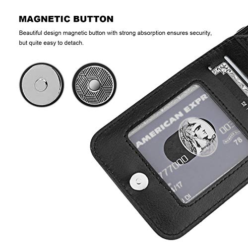 KIHUWEY iPhone 11 Case Wallet with Credit Card Holder, Premium Leather Magnetic Clasp Kickstand Heavy Duty Protective Cover for 11 6.1 Inch(Black)