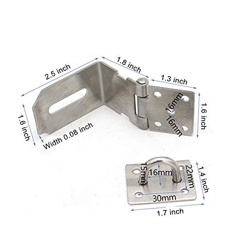90 Degree 4 Inch Right Angle Padlock Hasp, Stainless Steel Safety Door Latches, Solid Gate Latches Brushed Finish