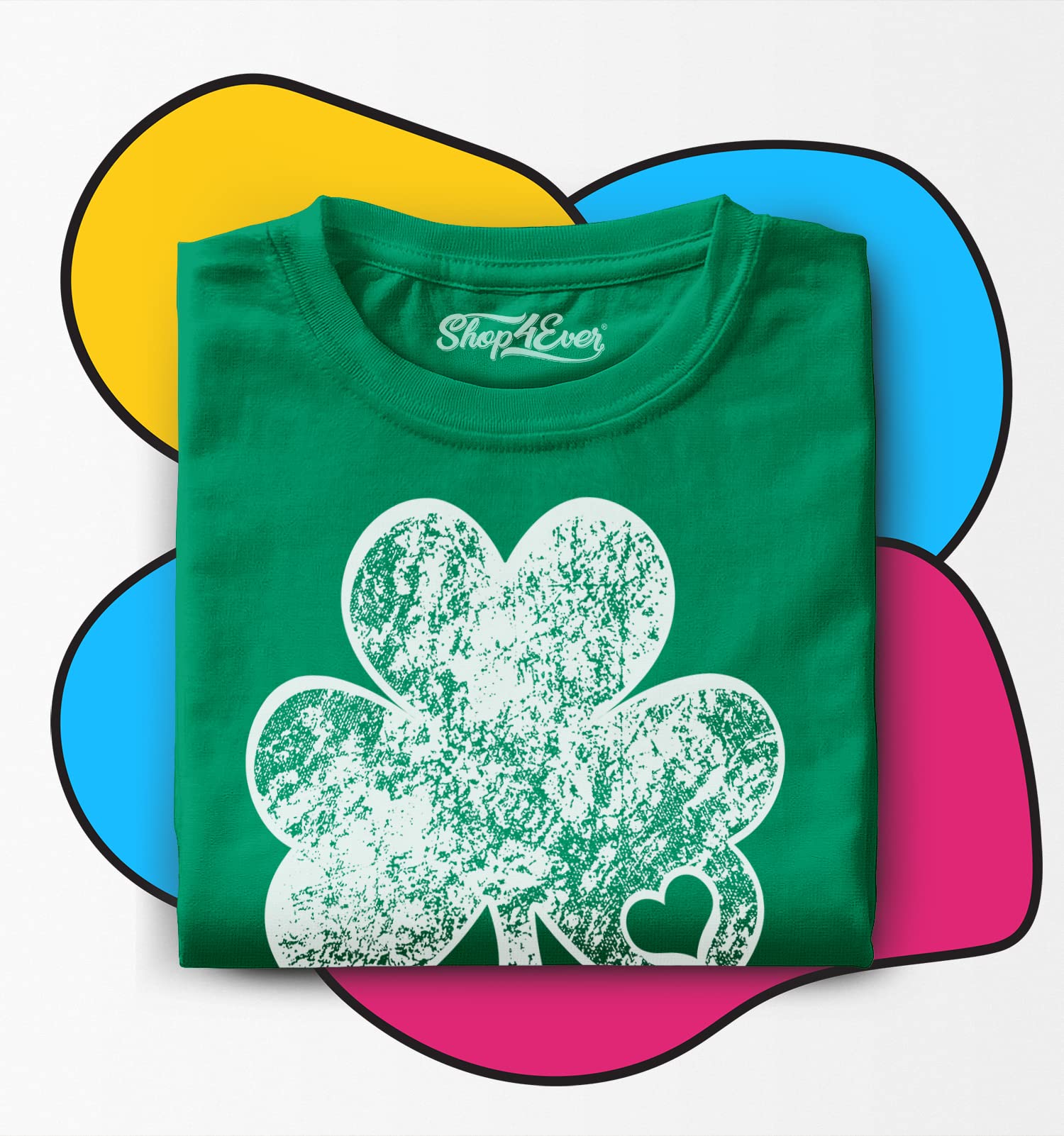 shop4ever Distressed Shamrock Heart St. Patrick's Day Toddler Cotton T-Shirt 3T Green