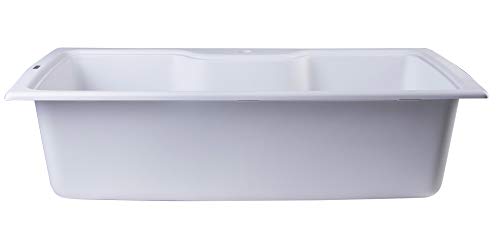 ALFI brand AB3520DI-W Drop-In Single Bowl Granite Composite Kitchen Sink, 35", White