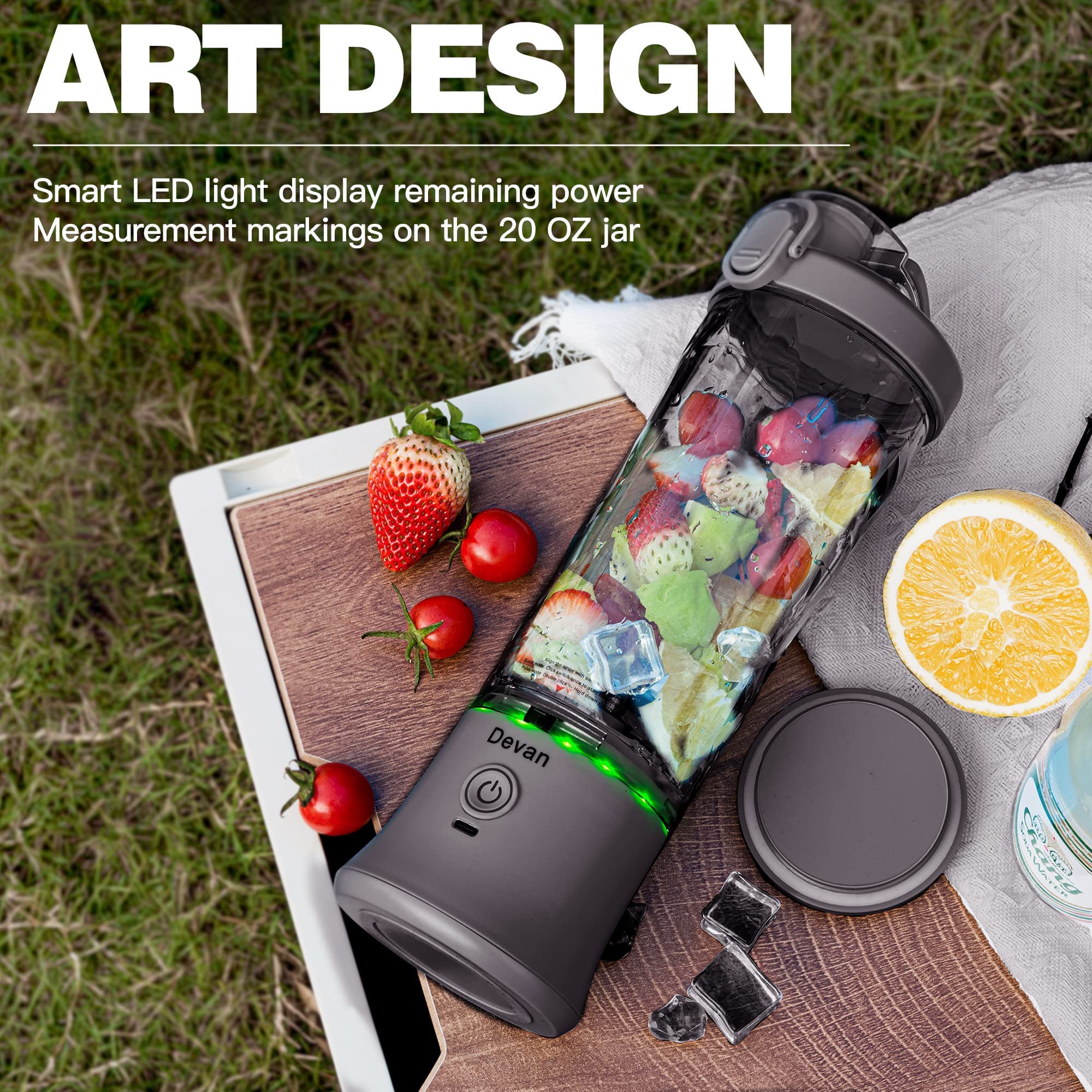 2 Pack Portable Blender,270 Watt for Shakes and Smoothies Waterproof Blender USB Rechargeable with 20 oz BPA Free Blender Cups with Travel Lid.