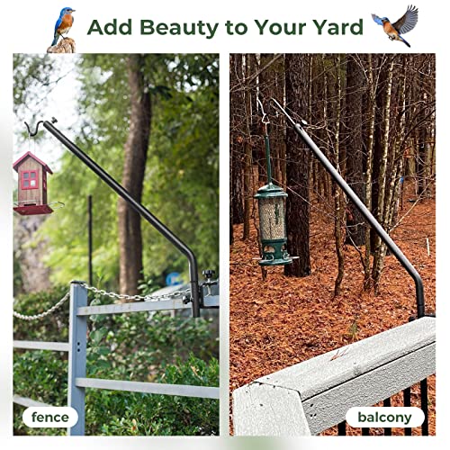 Kingsyard Heavy Duty Deck Hook, 39 Inch, Adjustable Metal Deck Railling Hooks for Hanging Bird Feeders, Planters, Suet Baskets, Lanterns, Wind Chimes, Black