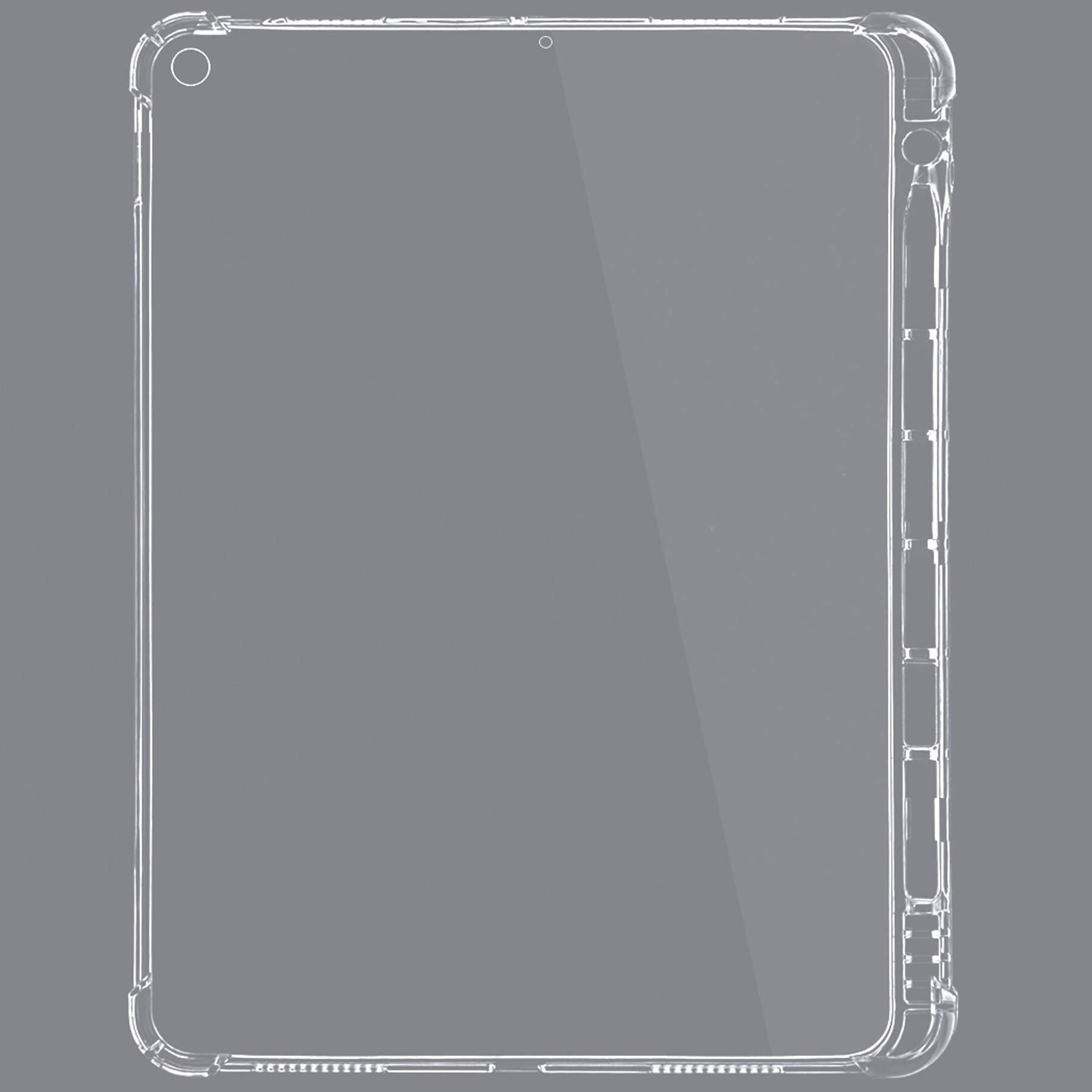 SFFINE Clear Case for New iPad 10.2 7th/8th/9th Generation 2021/2020/2019 with Pencil Holder, Shockproof Thin Slim Transparent Flexible TPU Gel Silicon Back Cover Protective Shell Fit iPad 10.2 Inch