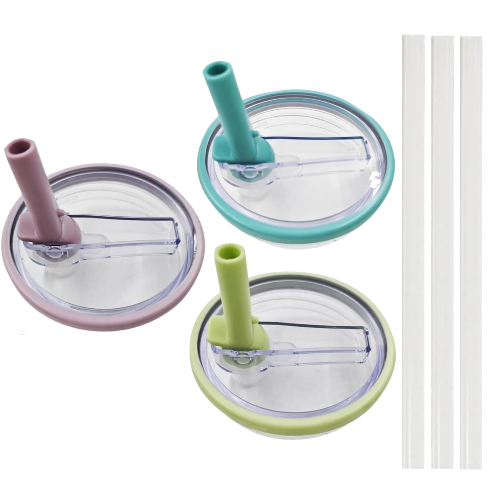 3Pcs 30oz Tumbler Straw Flip Lid Replacement Compatible with Stanley Quencher, Reusable Tumbler Cover for Cup and 30 oz Flip Straw Lid,Spill Proof Splash Resistant Tumbler Lids