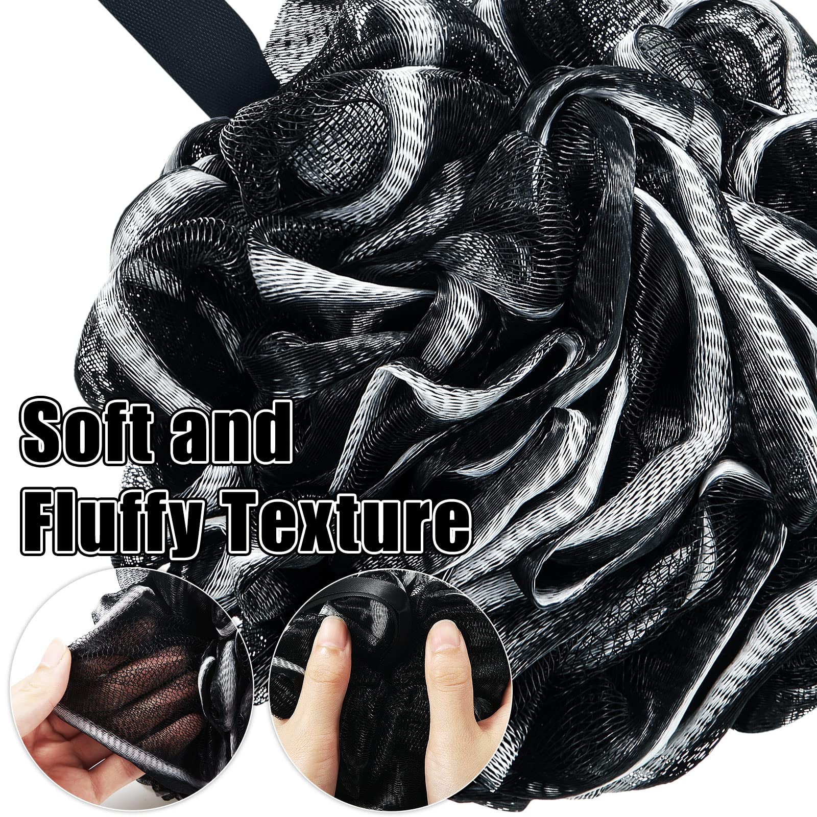 24 Pcs Loofahs Bulk Shower Bath Sponge 60 g Bamboo Charcoal Body Shower Loofah Shower Pouf Large Mesh Bath Puff for Men and Women Bathing Accessories