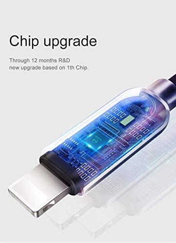mcdodo Power Off/On Smart LED Auto Disconnect and Auto Recharge Nylon Braided Sync Charge USB Data 6FT/1.8M Cable Compatible with Phone 14/13/12/11 Pro Max List Below (Black, 6FT/1.8M)