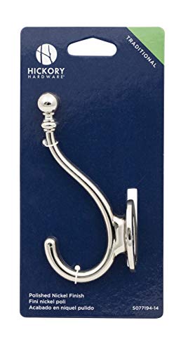 Hickory Hardware Cottage Collection Hook Coat and Hat 5-1/4 Inch Long Polished Nickel Finish (S077194-14)