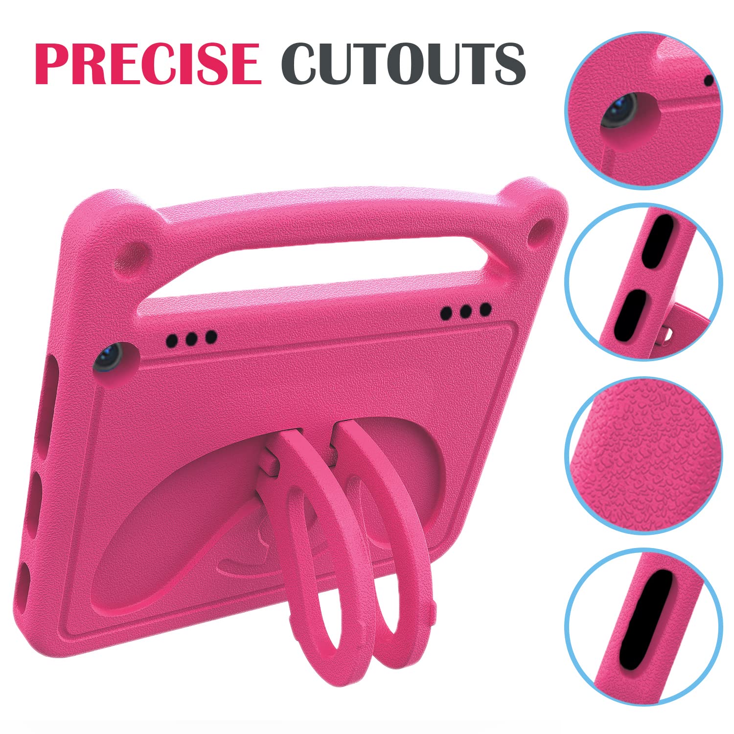 Fire HD 8 Tablet Case for Kids(12th/10th generation tablet, 2022/2020 release)-Riaour Kids Friendly Shockproof Cover with Handle Stand for All-New Amazon Kindle Fire HD 8 Plus & 8 Kids Pro Tablets - Pink