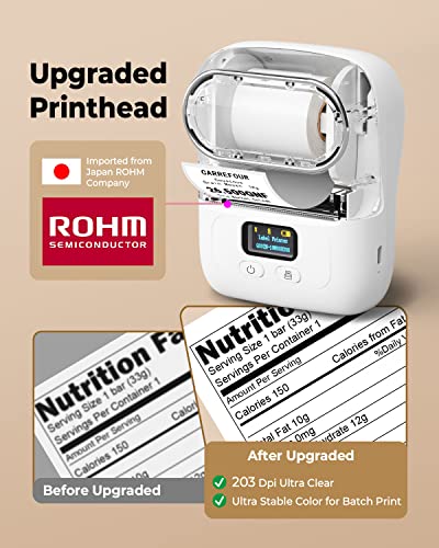 Phomemo Barcode Label Printer M110 Label Printer, Upgraded Bluetooth Portable Thermal Label Maker for Small Business, Address, Office, Home for Phone; for PC/Mac(USB), with 100pcs Labels, Snow White