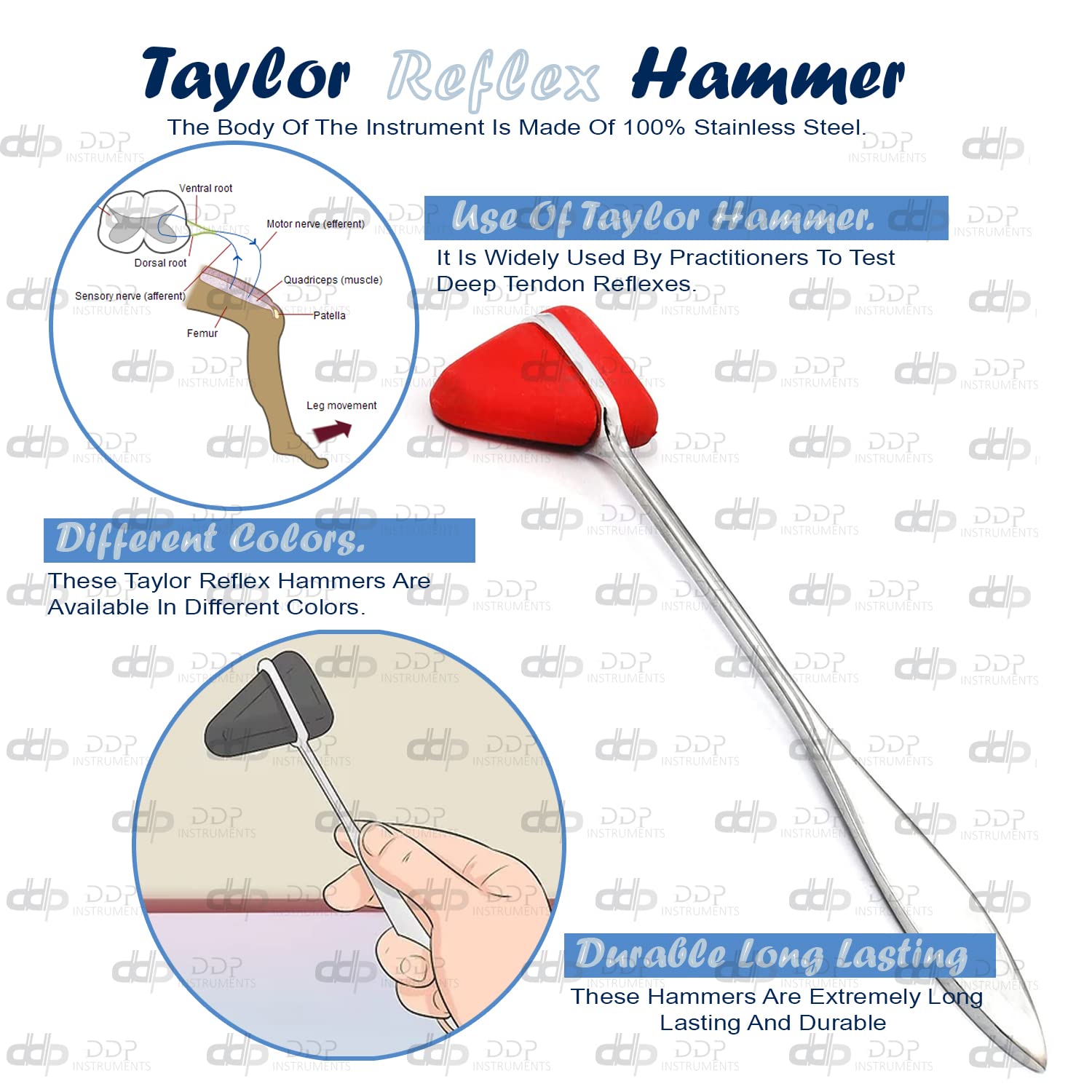 DDP Taylor Hammer Percussion Reflex Rubber Head RED Stainless Steel Instruments
