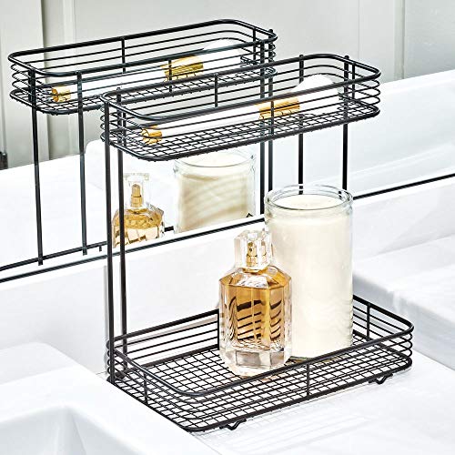 iDesign Vienna Steel Free-Standing 2-Tier Storage Shelf - 5.9" x 9.8" x 10", Matte Black