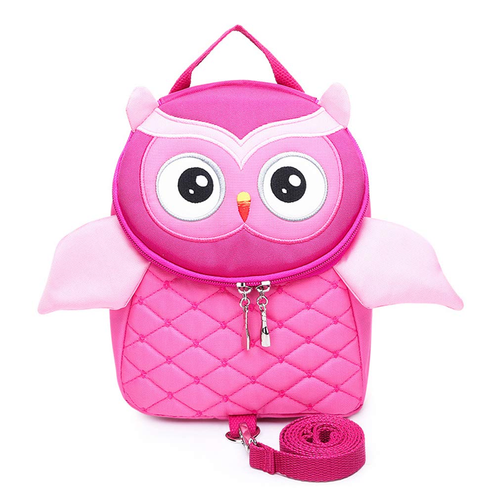 Yuepin Backpack Leash for Toddlers + Anti Lost Wrist Link, Owl Kids Backpack Harness with Leash for 1-5 Years Old Boys and Girls Christmas Gift (Pink)