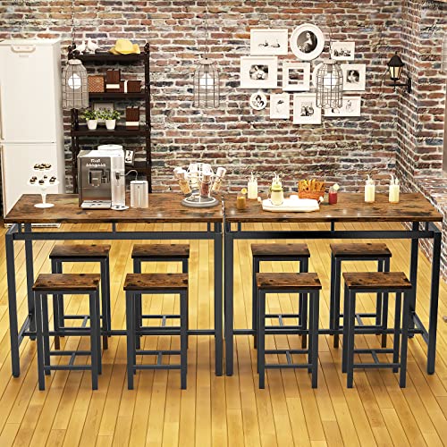 AWQM Bar Table and Chairs Set,Industrial Dining Table Set for 4,Small Kitchen Table Wood Pub Bar Table Set,Dining Room Table Set for Small Space, Breakfast Nook,Living Room,Walnut