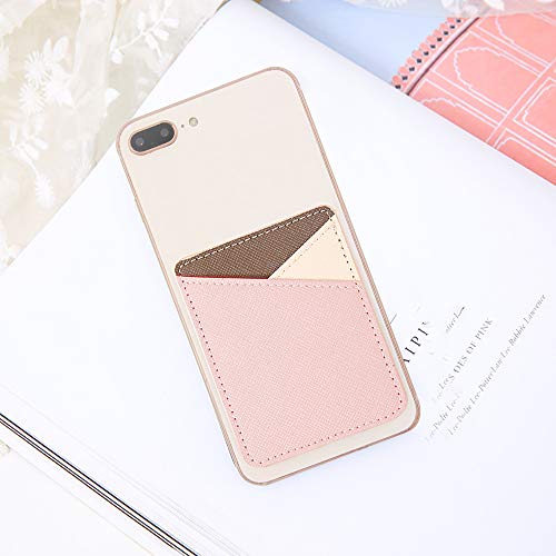 lenoup PU Leather Stick on Cell Phone Wallet,Cell Phone Card Holder Phone Pocket for Credit Card, Business Card ID and Keys(Beige)