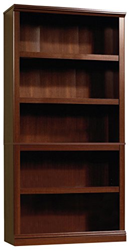 Sauder Palladia Library with Doors, Select Cherry Finish & Select Collection 5-Shelf Bookcase, Select Cherry Finish
