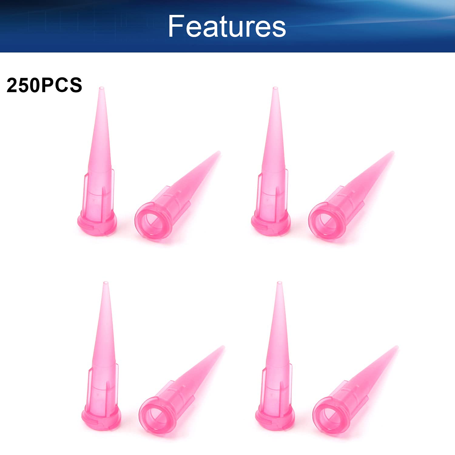 Auniwaig 20Ga Plastic Tapered Pinhead Glue Liquid Dispenser Needles Luer Syringe Needle Tip Dispensing Fill Needle for Oil or Adhesive Applicator- 250PCS