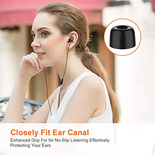 6 Pairs Earphone Tips F FEYCH Premium Replacement Earbud Tips Memory Foam Earphone Tips Blocking Noise Foam Tips Suit for 4.5-6.3mm Nozzle in-Ear Earphones with Storage Box(S/M/L, Black)