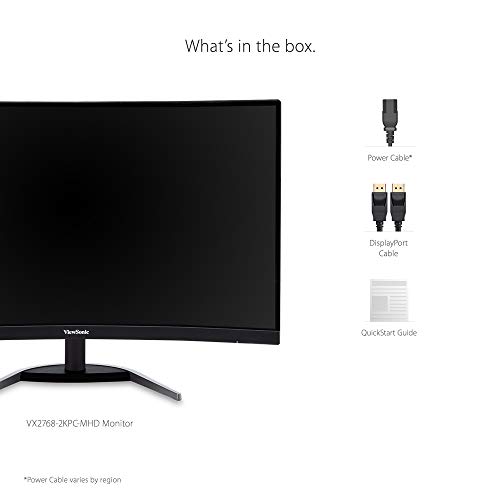 ViewSonic VX2768-2KPC-MHD 27 Inch 1440p Curved 144Hz 1ms Gaming Monitor with FreeSync Premium Eye Care HDMI and Display Port (Renewed)