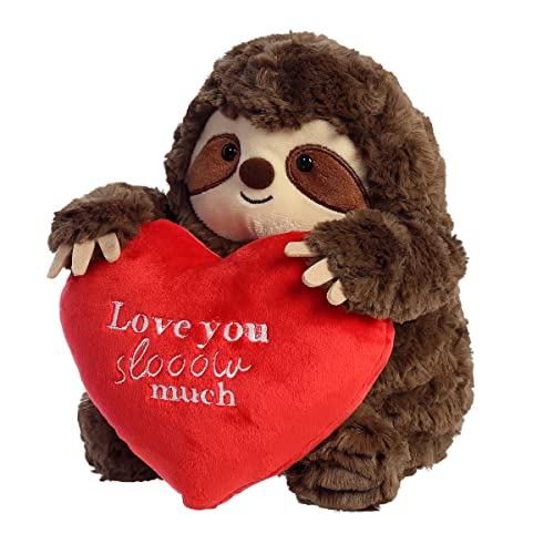 Aurora® Heartwarming Valentine JUST Sayin'™ Love You Slow Much Sloth™ Stuffed Animal - Decorative Charm - Loveable Companions - Brown 9 Inches