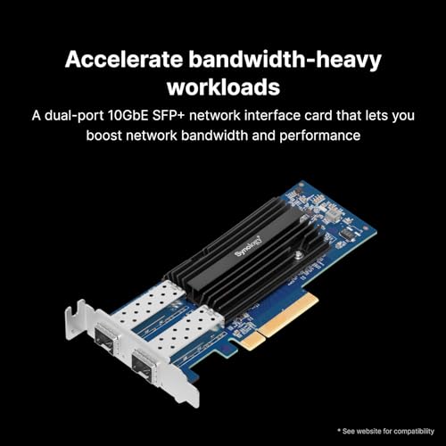 Synology 10Gb Ethernet Adapter 2 SFP+ Ports (E10G21-F2) , Black