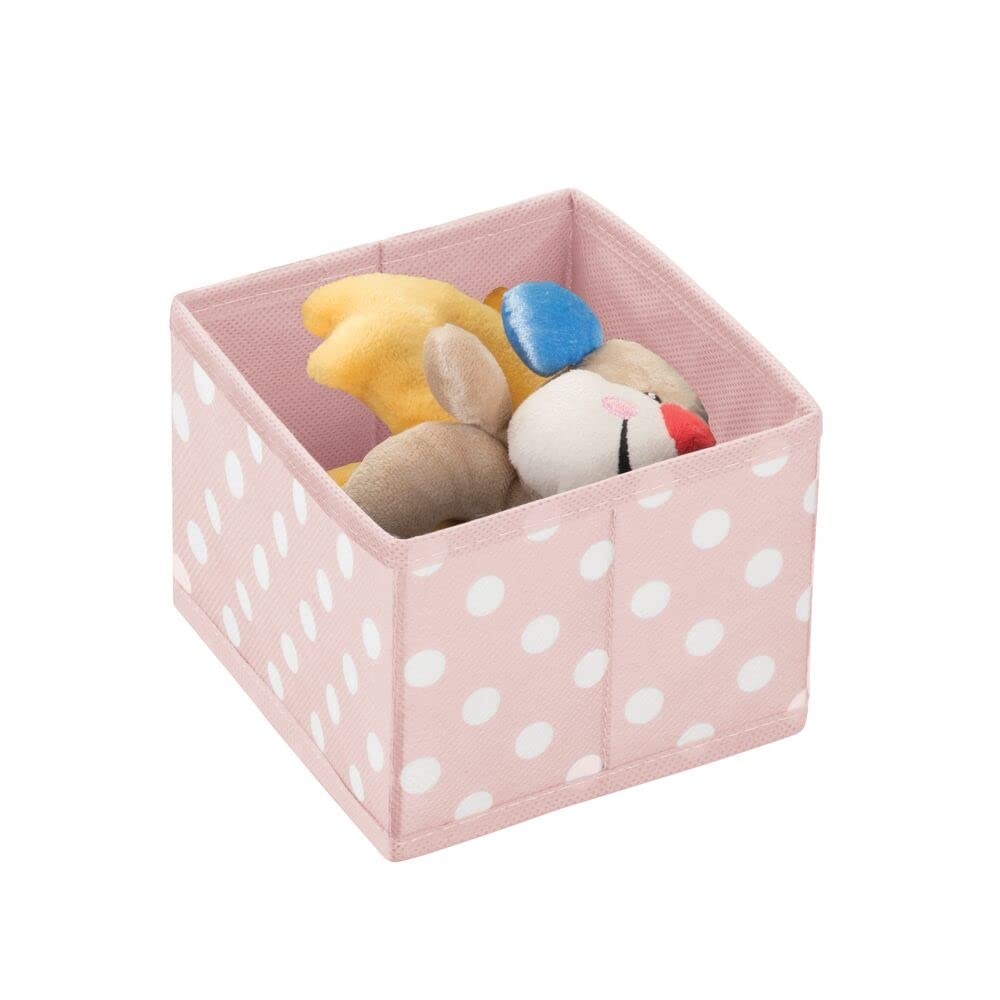 mDesign Soft Fabric Polka Dot Dresser Drawer and Closet Storage Organizer, Bin for Child/Kids Room, Nursery, Playroom, Bedroom, 4 Pack - Pink/White