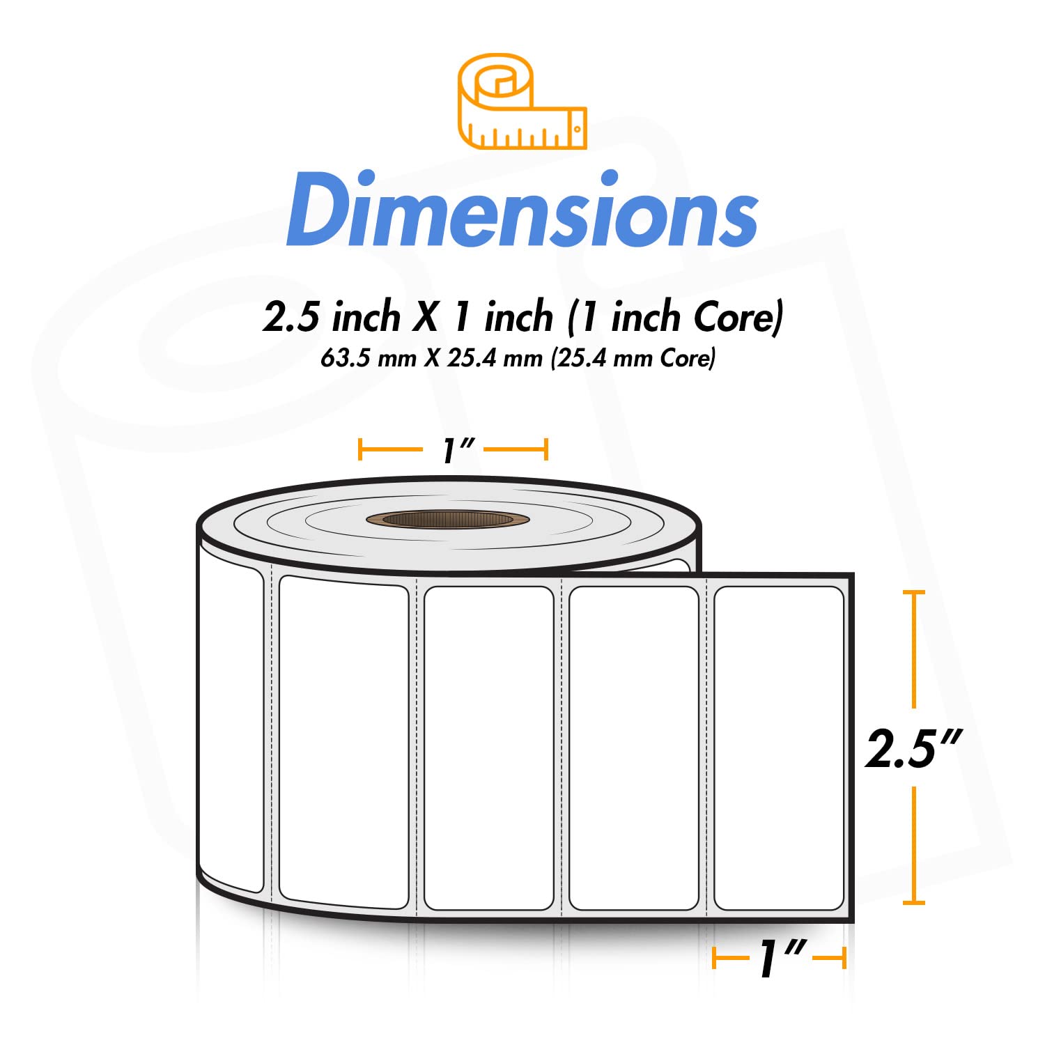 2.5" x 1" Direct Thermal Label - Compatible with Rollo Label Printer & Zebra Desktop Printers β 1β Core, Multipurpose UPC Barcode Shipping Label, Adhesive & Perforated - 20 Rolls, 1380/Roll