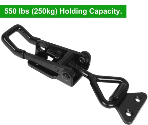 6Pack Adjustable Toggle Latch Clamp 550 lbs Holding Capacity Toggle Latch Hasp Clamp GH-4002 Quick Release Pull Latch Black Metal Draw Latch for Door, Box Case Trunk, Smoker Door, Jig