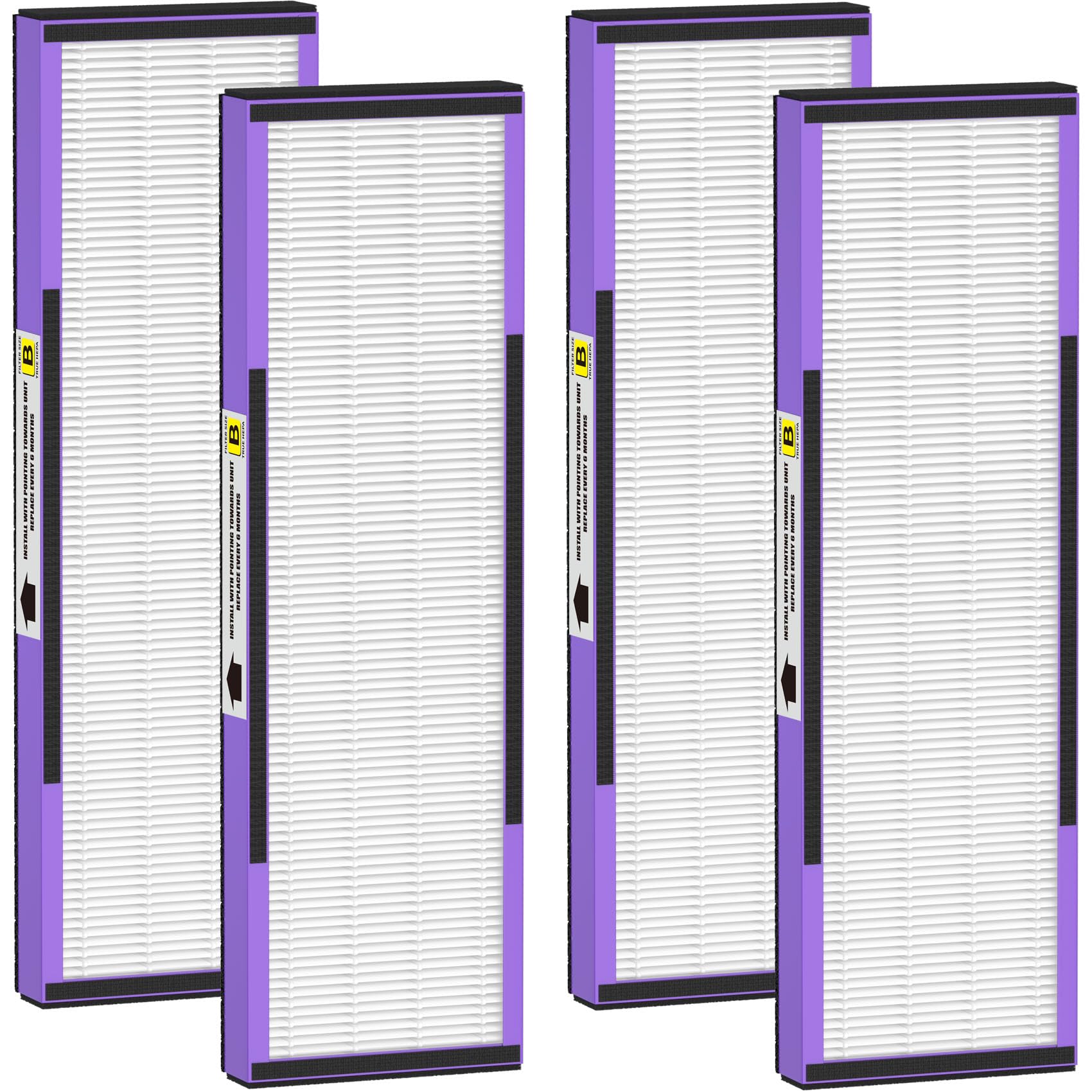 4 Pack FLT4825 H13 True HEPA Replacement Filter B, Compatible with G-Guardian Air Purifier AC4825 AC4850PT AC4300 AC4800 AC4900 AC4850, #FLT4825.