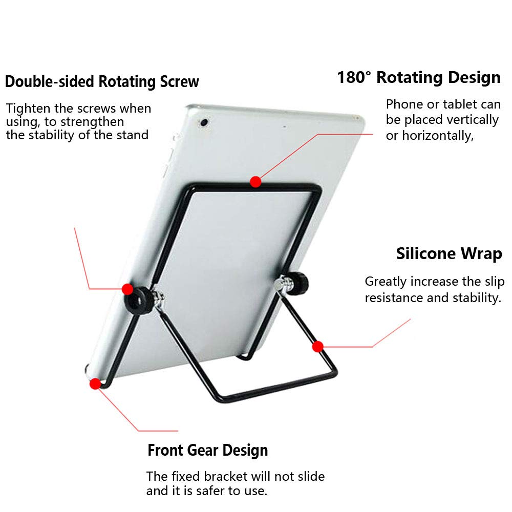 VOVIGGOL Adjustable Tablet Stand Holder, Non-Slip Foldable Holder Cradle Fit for 9-12.9" Tablets, iPad, Samsung and Kindle Fire, Display Stand Picture Frame Stand for Photos (Large Black)
