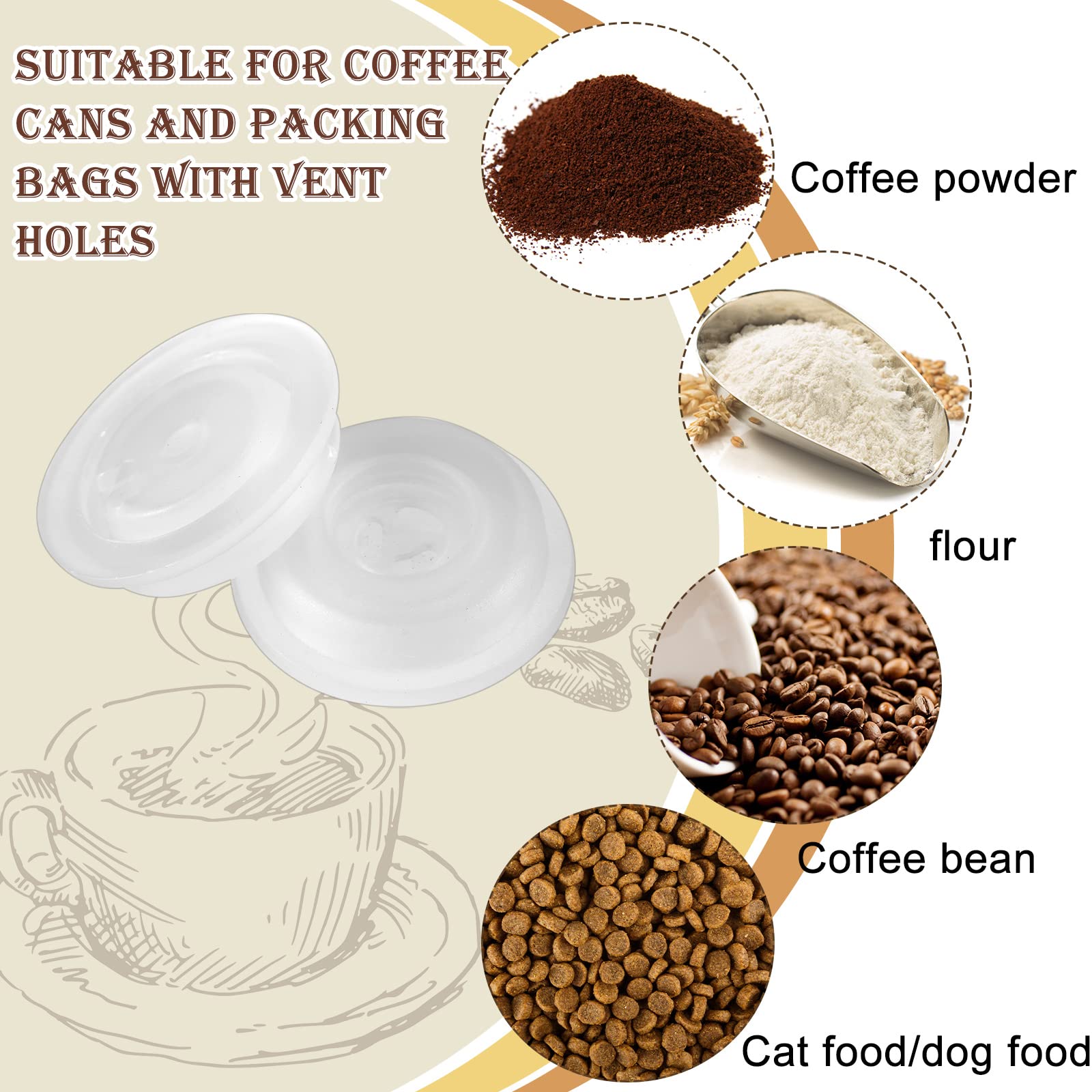 22 Pcs Replacement Valves for Coffee Canisters with 2 Rubber Rings PE Coffee Valve Canister Filter Set Degassing One Way Breather Valve for Coffee Bean Container Coffee Bag Food Bags