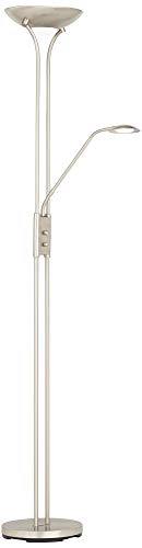 360 Lighting Canby Modern Torchiere Floor Lamp Standing with Side Light LED 72" Tall Brushed Nickel Silver Metal White Acrylic Diffuser for Living Room Reading House Bedroom Home Office