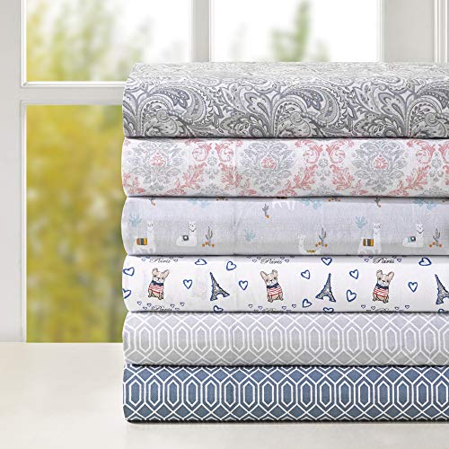 Comfort Spaces 100% Cotton Sheet Set Breathable, Lightweight, Soft with 14" Elastic Pocket Fits up to 16" Mattress, All Season Cozy Bedding, Matching Pillow Case, Queen Paisley Multi 4 Piece