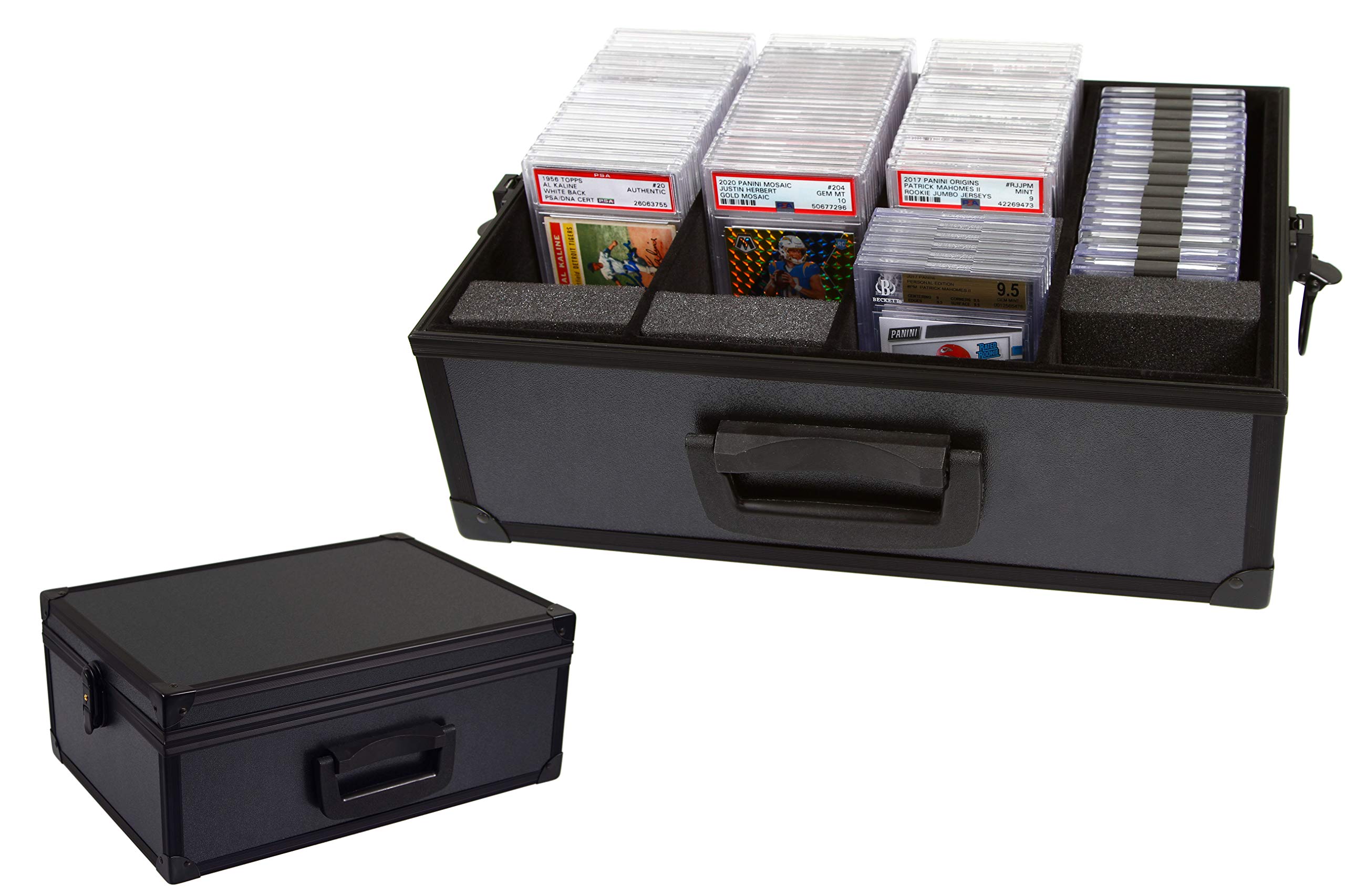 2TUFF Graded Card One-Touch and Screwdown Sports Card Case - Fits PSA and BGS Graded Slabbed Cards One Touch Screw Down Cases - 4 Slots with Lockable Latch