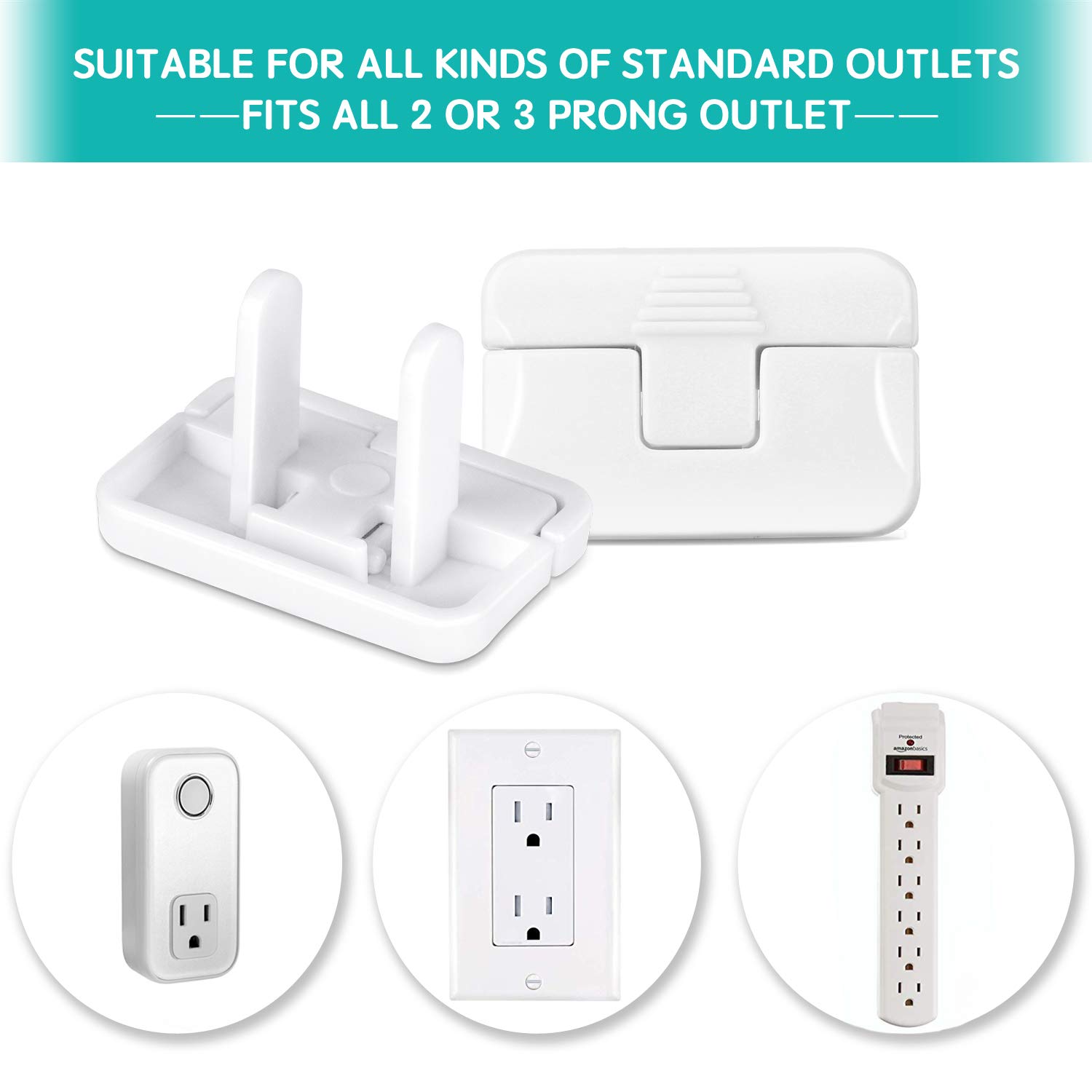 Outlet Covers Baby Proofing (40 Pack) with Hidden Pull Handle Outlet Plug Covers Prevent Electric Shock Hazard Outlet Protector Difficult for Kids to Remove Child Proof Outlet Covers
