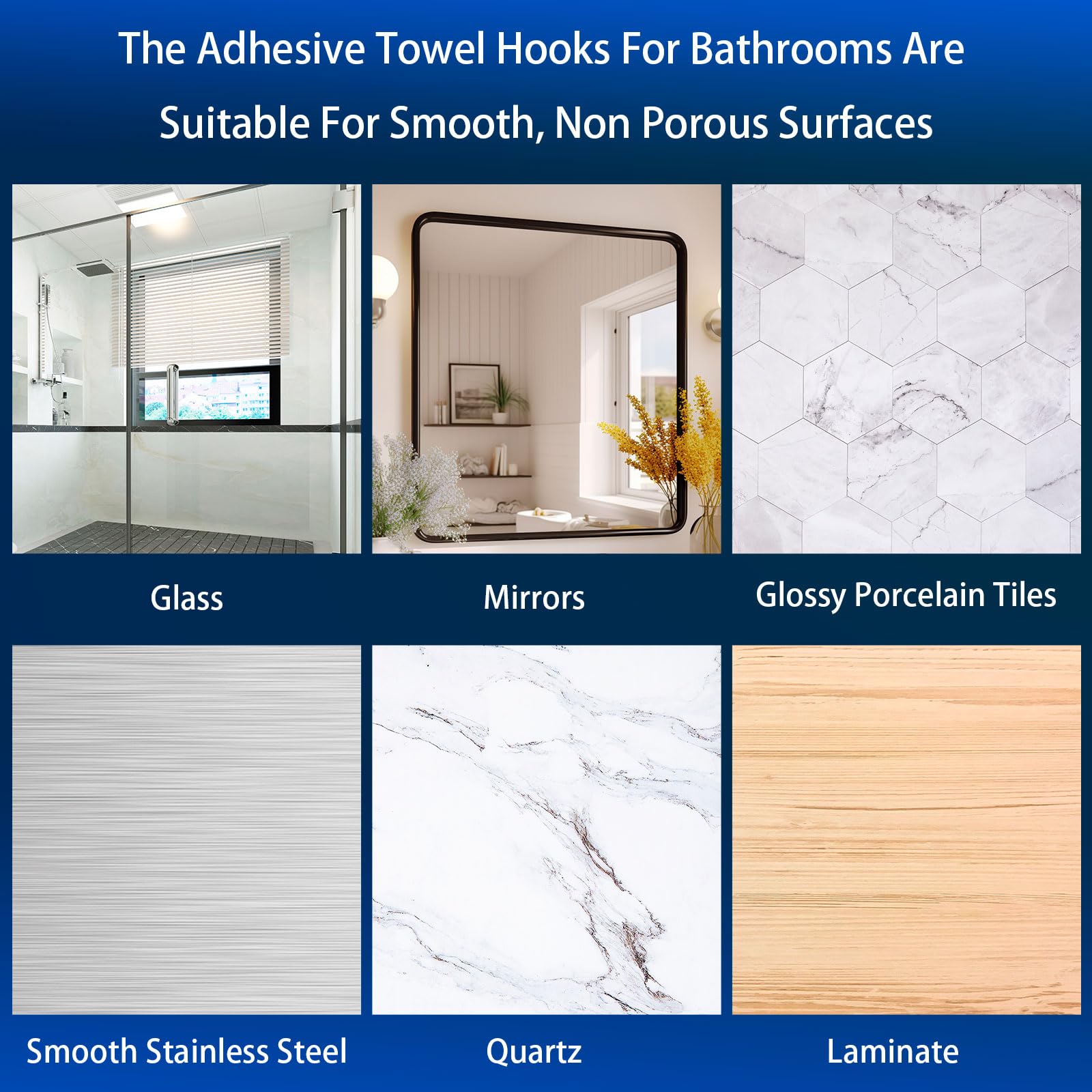 2 Pack Self Adhesive Hooks,Towel Hooks for Bathroom, Heavy Duty Adhesive Hooks,Shower Hooks for Inside Shower,Stainless Steel Wall Hooks for Coat,Robe and Towels, Stick On Bathroom and Kitchen,Sliver