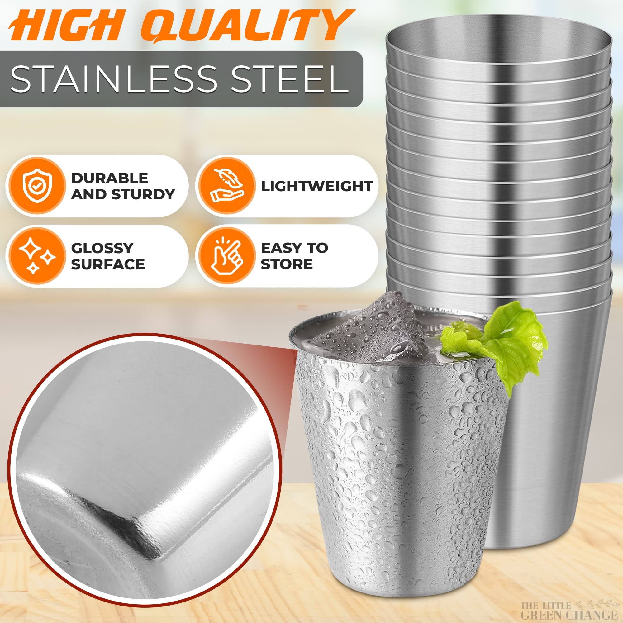 30 ml Stainless Steel Shot Glasses Drinking Vessel - 15 Pcs Outdoor Camping Travel Coffee Tea Cup, Silver Cup - Unbreakable Metal Shooters for Whiskey Tequila Liquor Great Barware Gift