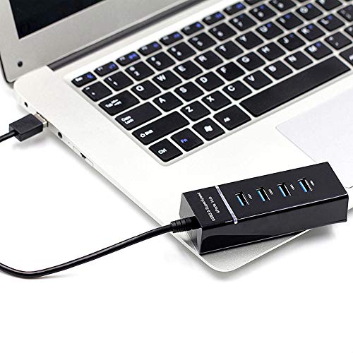 USB Hub, Portable 4 Port USB 3.0 Hub, Super Speed Data Sync Adapter Universal for Computer, Laptop, USB Flash Drives and Mobile HDD