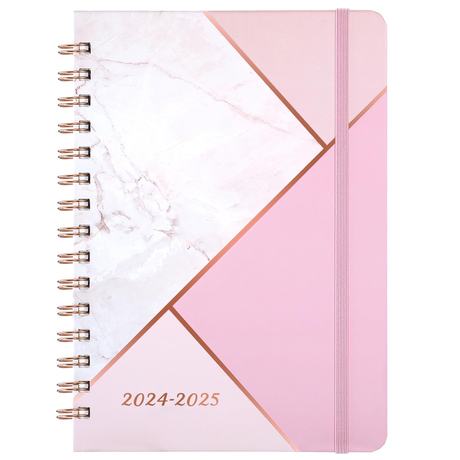 2024-2025 Planner - July 2024 - June 2025, Planner 2024-2025, 6.3" x 8.4", 2024-2025 Weekly and Monthly Planner with Marked Tabs - Pink Marble
