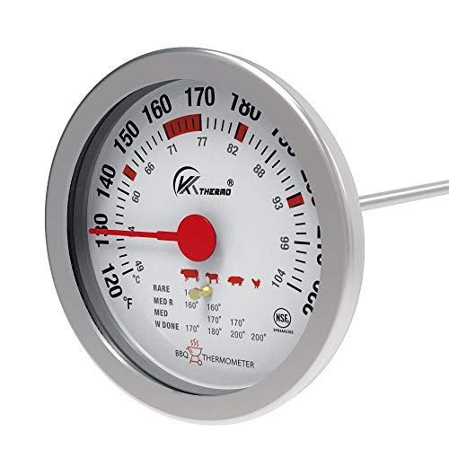 3.5" Dial Quick Read Meat Thermometer for Cooking - NSF Approved Instant Thermometer with 5ā Probe 120~220F/49~104C,Tempered Glass Safety leaved in Oven Grill for BBQ Smoker Kitchen Meat Cooking.