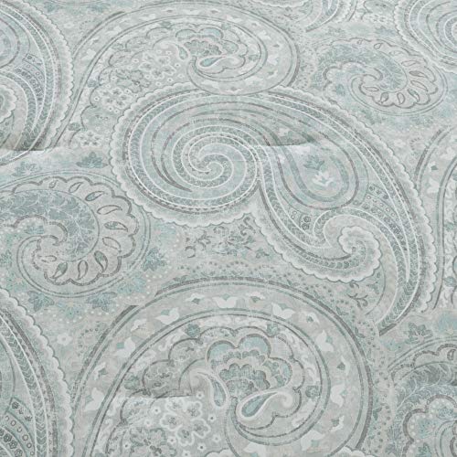 Comfort Spaces Cozy Comforter Set-Modern Classic Design, All Season Down Alternative Bedding, Matching Shams, Bedskirt, Decorative Pillows, Cal King, Kashmir Paisley Blue 8 Piece
