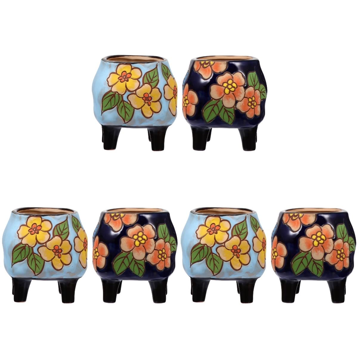 6pcs Hand Plant Planting Base Indoor Random Bonsai Decoration Home Decorative Pots Office Decor Gardening Pot Small Vase Flower Painted for Cactus Containers