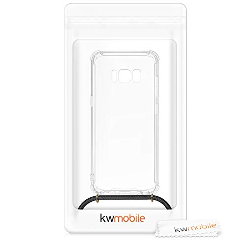 kwmobile Crossbody Case Compatible with Samsung Galaxy S8 Case - Clear TPU Phone Cover w/Lanyard Cord Strap - Black/Transparent