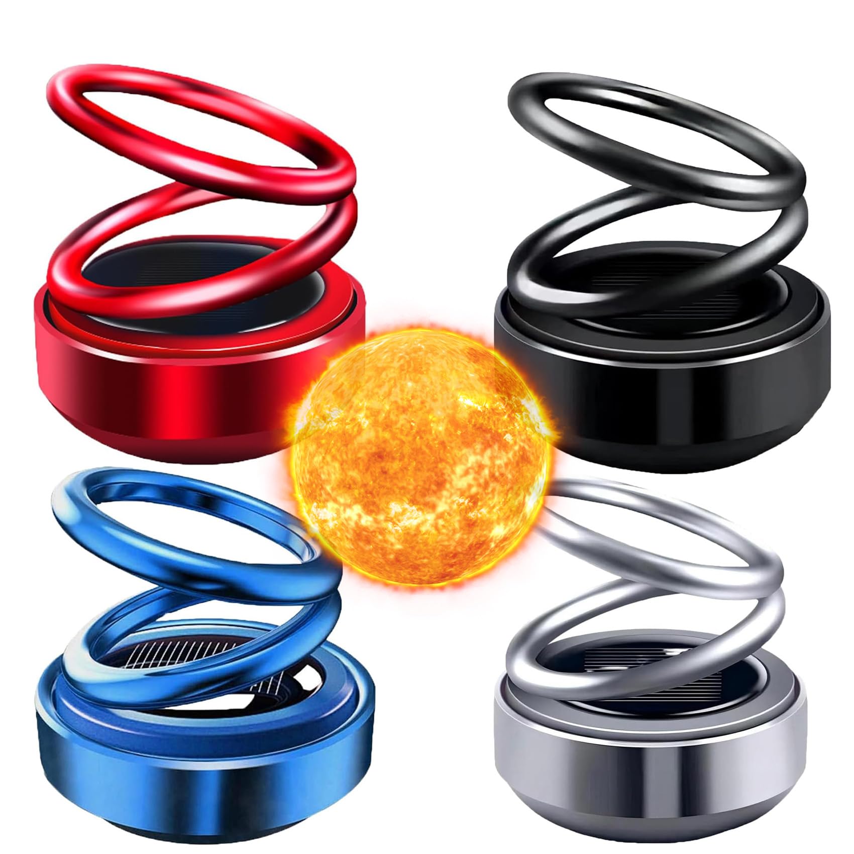 2025 New Portable Kinetic Molecular Heater, Solar Rotating Double Ring Suspension Car Aromatherapy Ornament, Portable Kinetics Heater For Car Kinetics Molecular (4Pcs)