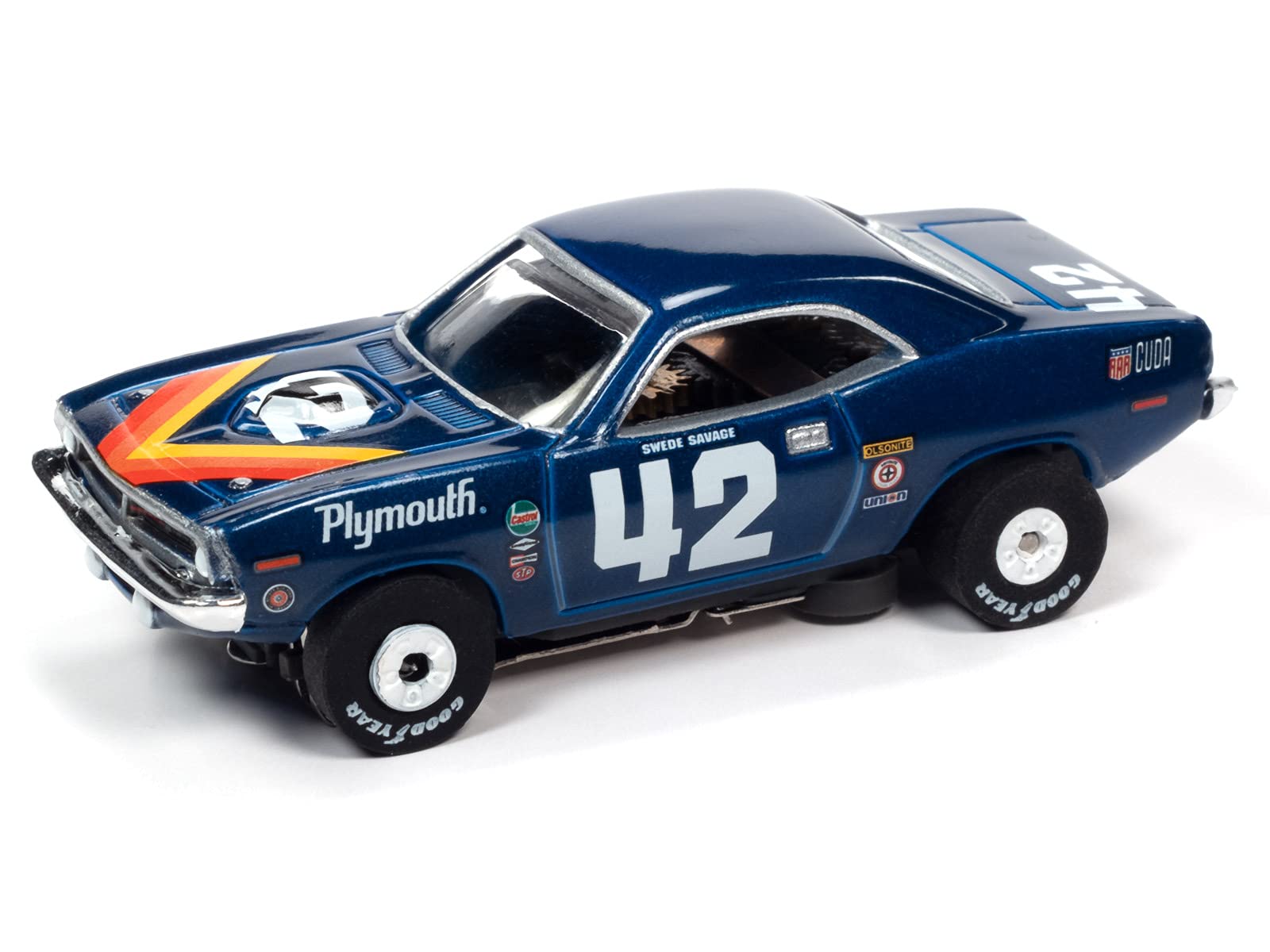 Auto World Thunderjet R32 Sewde Savage - 1970 AAR Plymouth Barracuda #42 HO Scale Slot Car