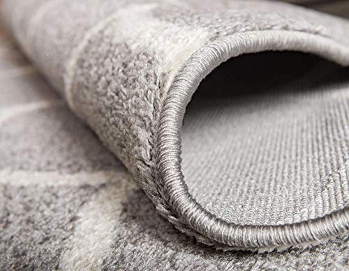 Unique Loom Trellis Frieze Collection Area Rug - Rounded (7' Round, Light Gray/ Ivory)