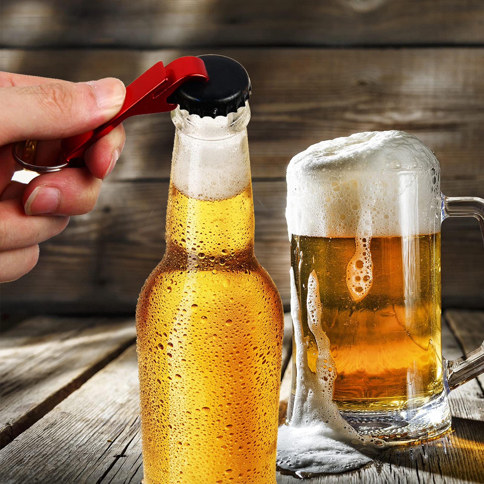 50 Pcs Personalized Bottle Opener Keychain Bulk,Engraved Text,Logo,Metal Custom Can Bottle Cap Opener,Customized Gift for Fathers Day,Wedding Favors,Groomsmen,Party,Anniversary,Black