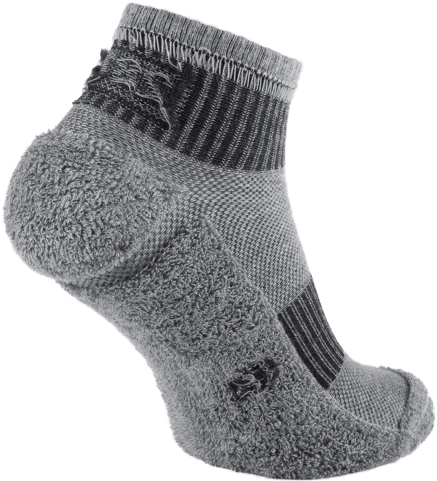 281Z Running Cushion Ankle Low Cut Socks - Athletic Hiking Sport Workout (Stone Grey)(Small 6 Pairs)