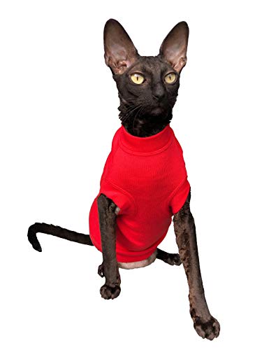 Kotomoda Sphynx Cat's Turtleneck Maxi InRed Naked Cat Hairless Cat Clothes (M)